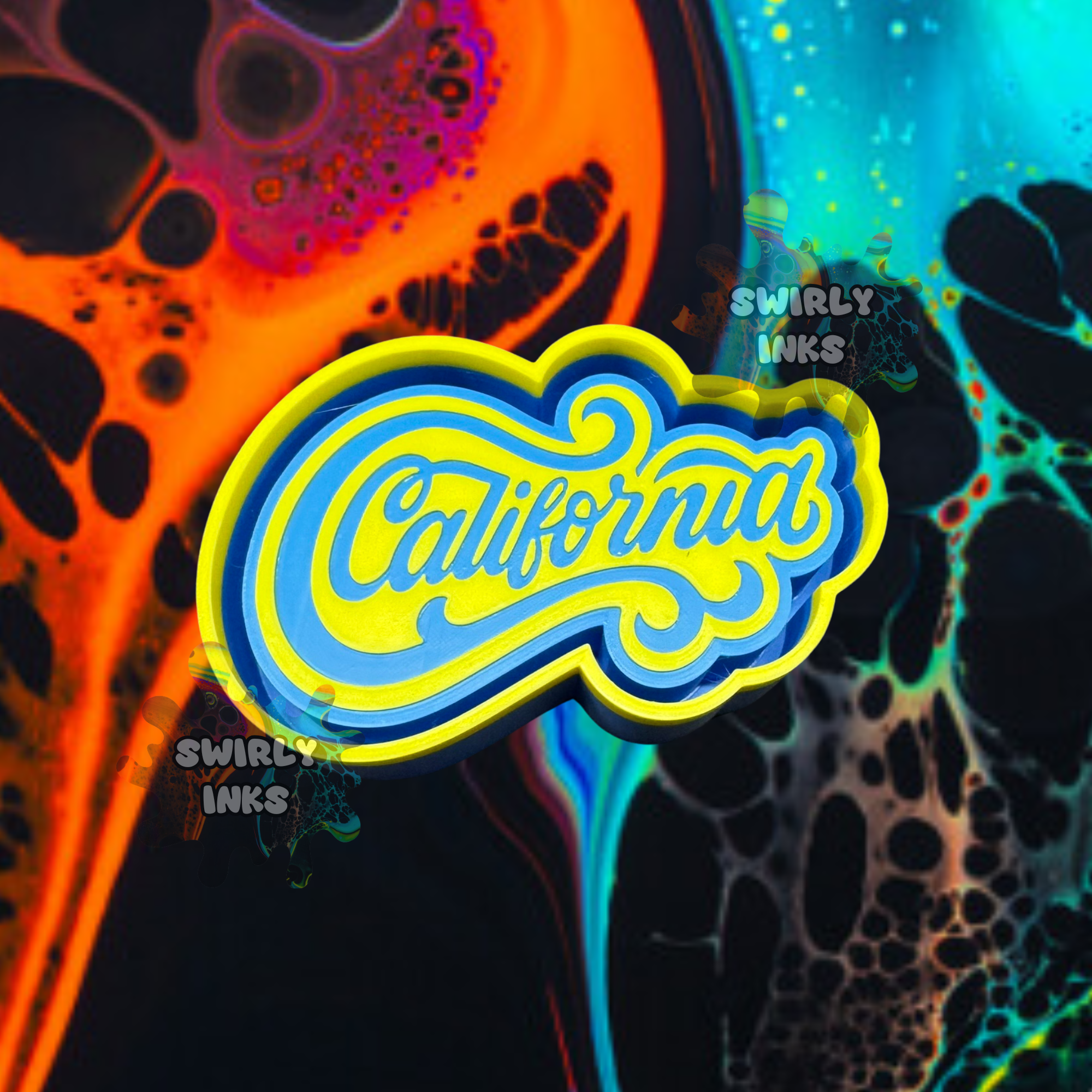 California Freshie Mold – Swirly Inks N Glittered Designs