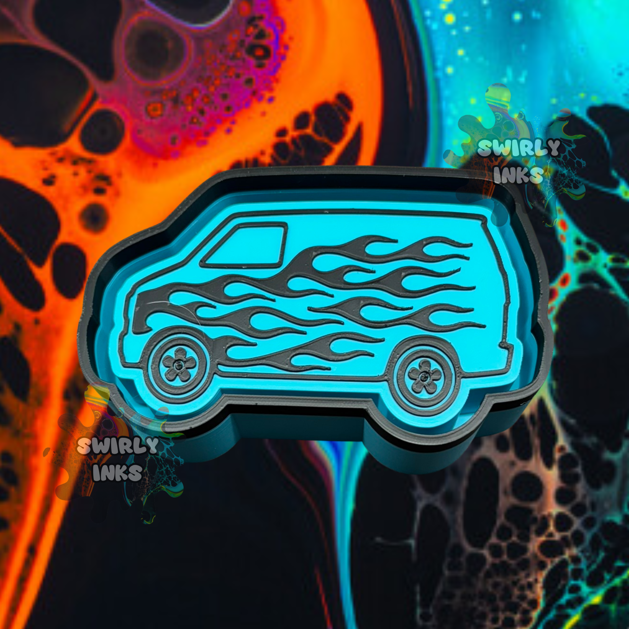 Van with Flames Freshie Mold – Swirly Inks N Glittered Designs
